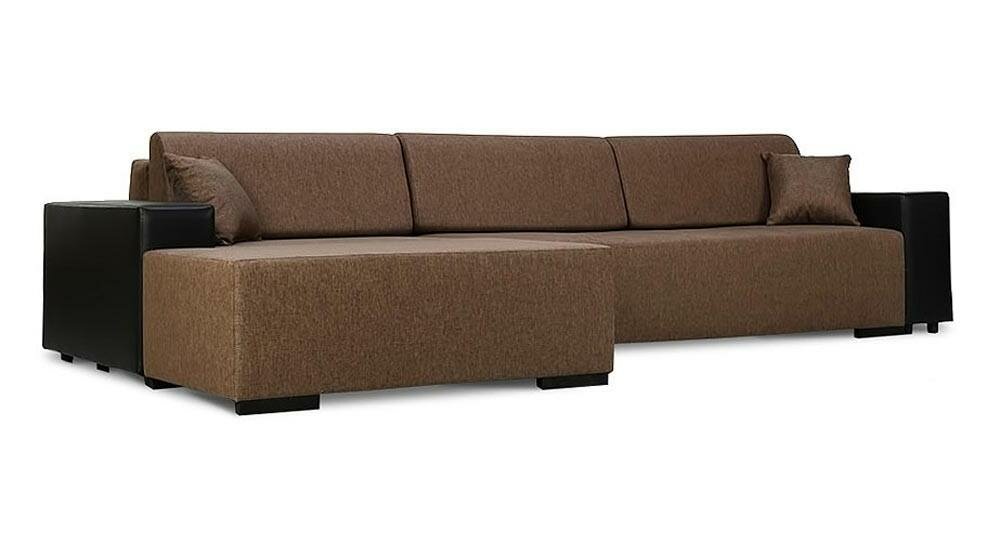 Угловой диван Мальта мантана Коричневый Рогожка Левый, еврокнижка, 352х185х75 см, с ящиком для белья