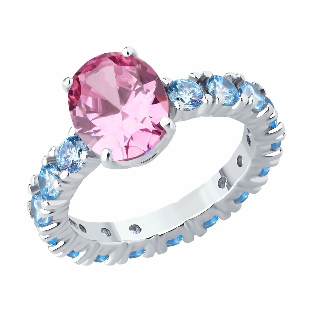 Кольцо, серебро, 925 проба, родирование, фианит