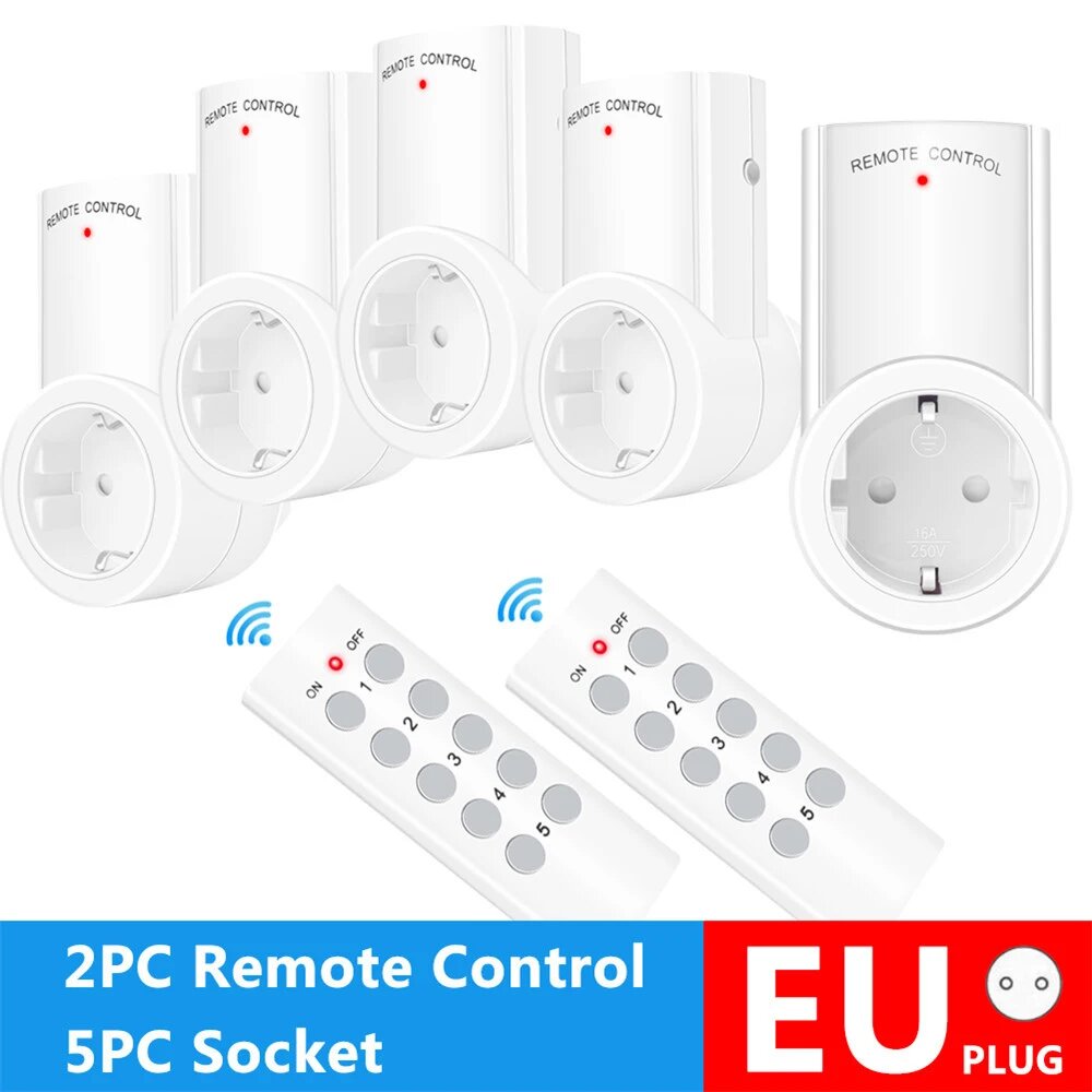 Программируемая умная розетка с пультом 433 МГц 220В 2 X 5 socket EU