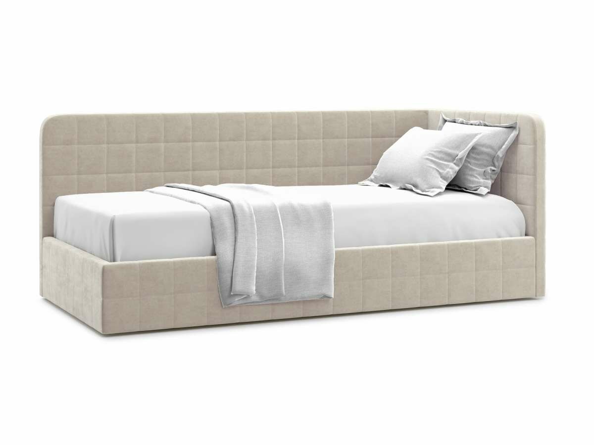 Кровать с подъемным механизмом и ящиком Tichina правая 90х200 бежевый - дисконт