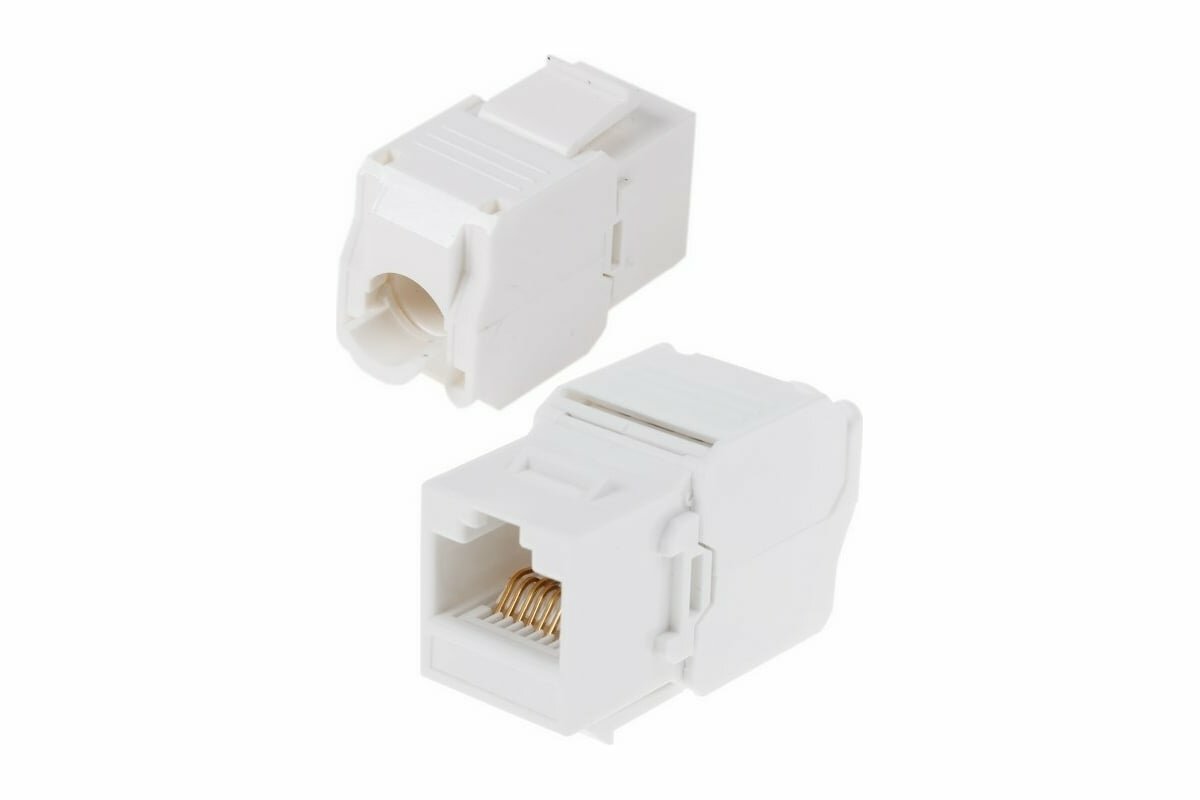 REXANT Keystone Jack RJ-45 8P8C UTP CAT6, тип 180° самозажимной, белый 05-1052