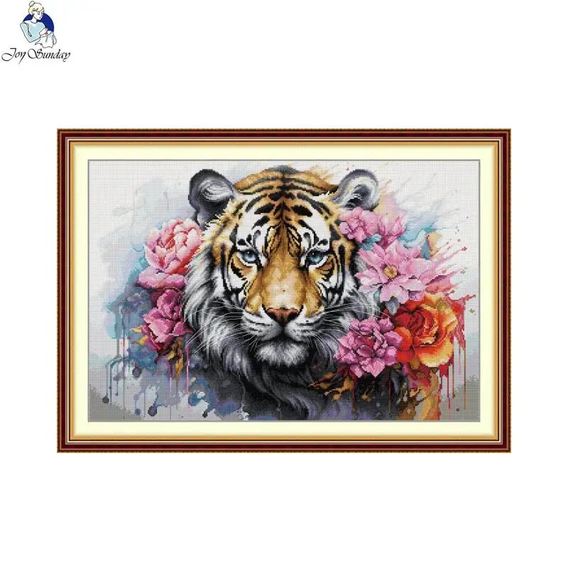 Joy Sunday Тигр набор для вышивки крестом 14CT White Cloth