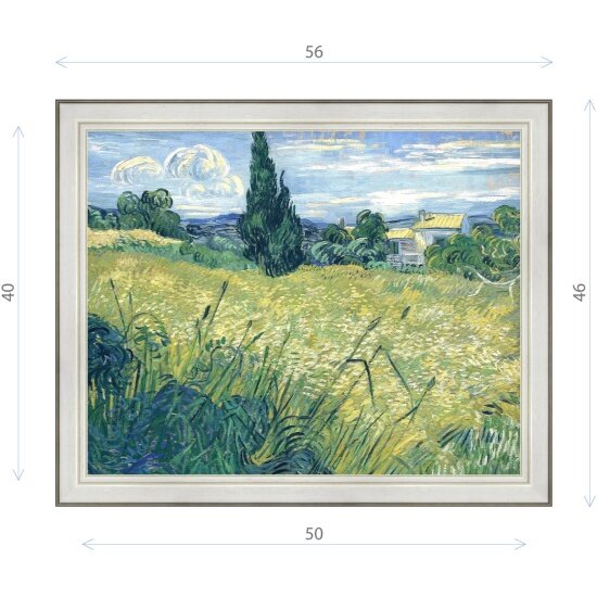 Картина Декор Депо Винсента Ван Гога Зеленое поле с кипарисом Матовая бумага в раме без стекла 46х56 см