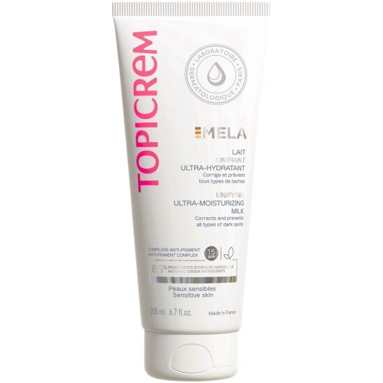 Молочко для лица Topicrem Mela увлажняющее, для выравнивания тона SPF15, 200 мл