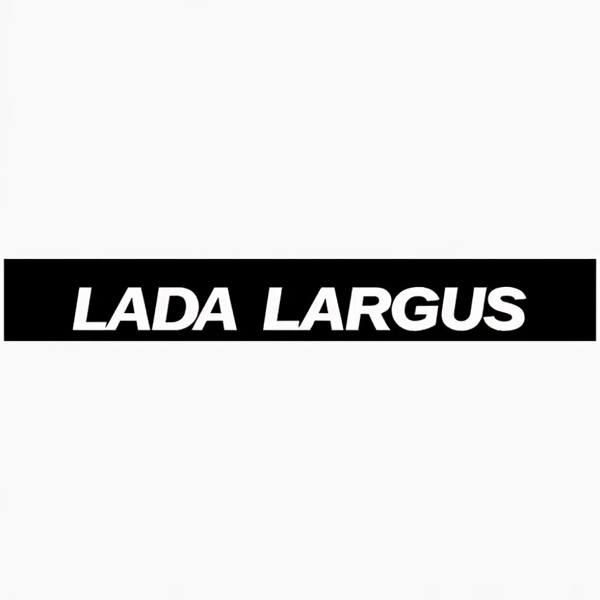 Наклейка полоса Lada Largus на лобовое стекло автомобилей Лада Ларгус белая на чёрном фоне