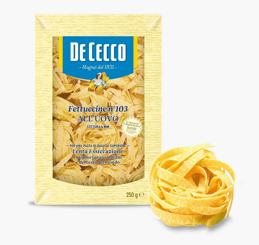 Паста Феттучини De Cecco №103 Fettuccine, с добавлением яйца, 250 г