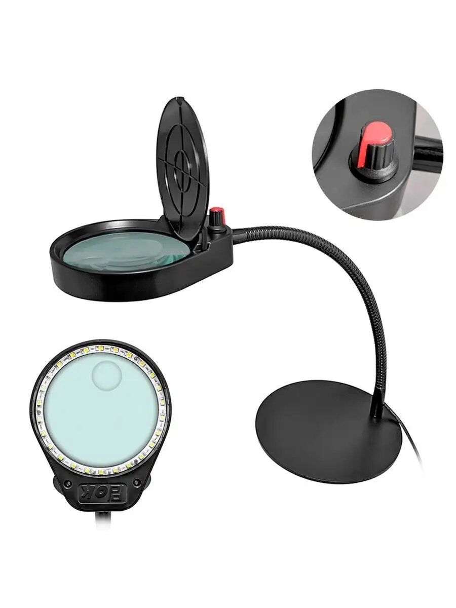 Лупа настольная 3x/10x-100мм с подсветкой на подставке PD-4S