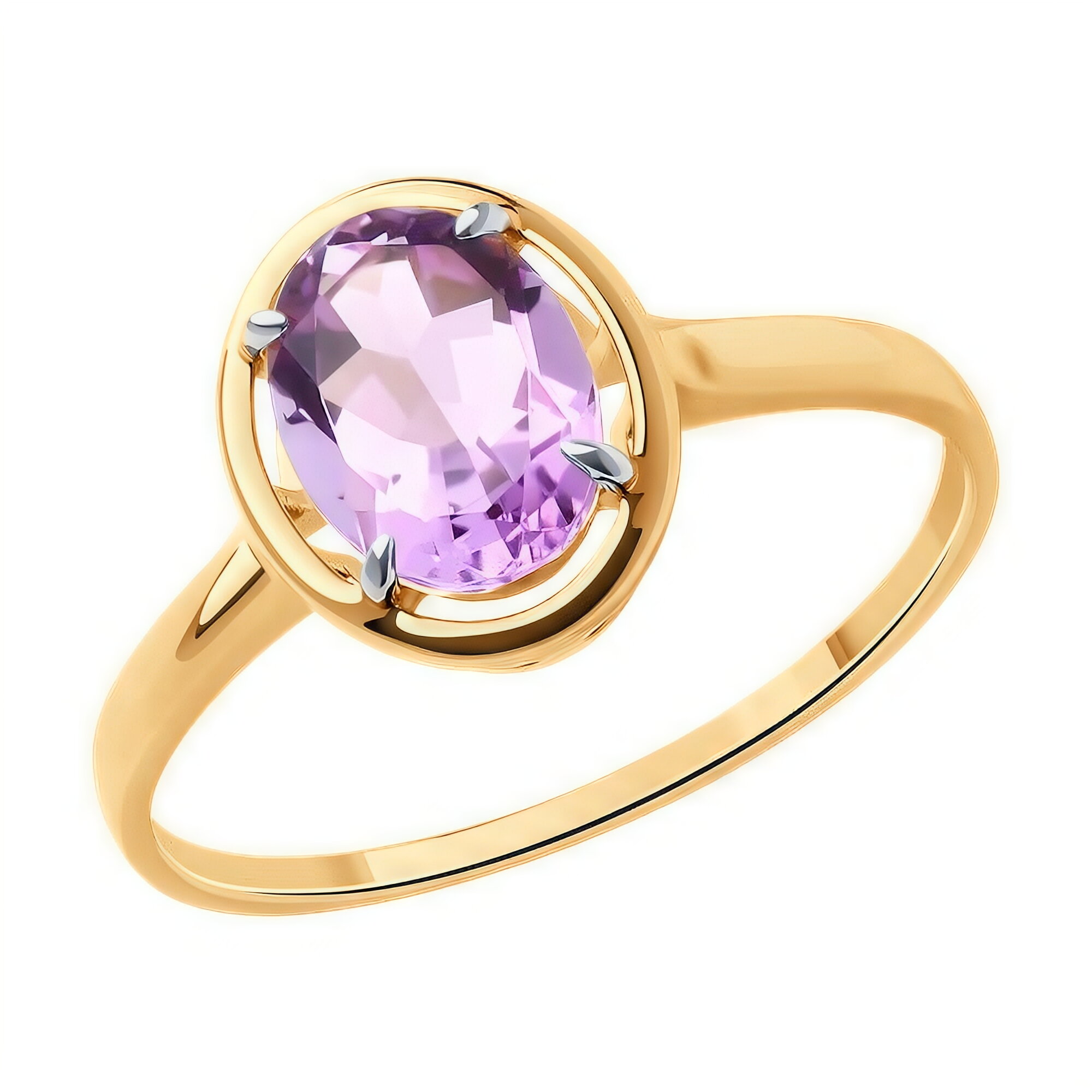 Кольцо, красное золото, 585 проба, аметист