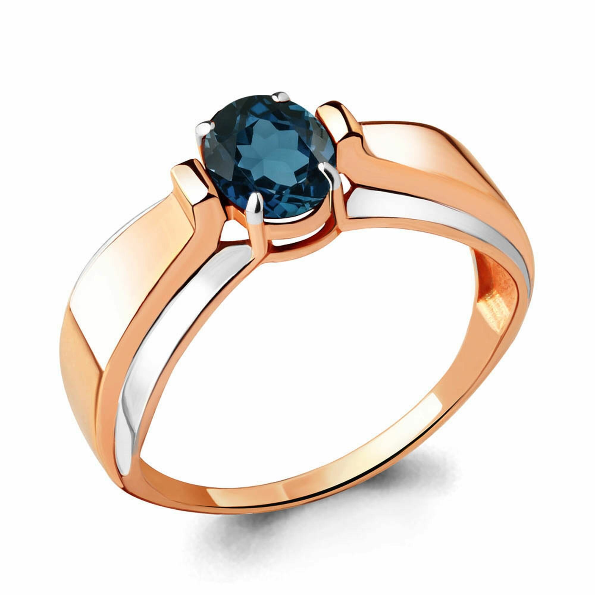 Кольцо Diamant online, серебро, 925 проба, золочение, Лондон топаз