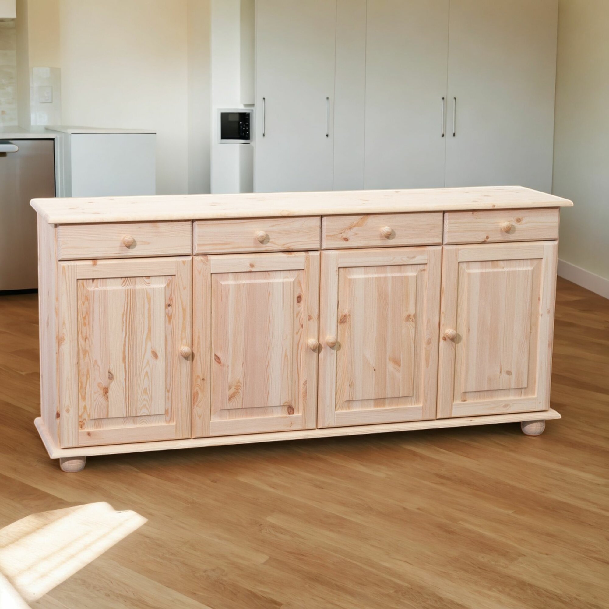 Тумба, 174х39х81, Лена, для кухни, для одежды, с ящиками, 4 двери из массива дерева, Dipriz