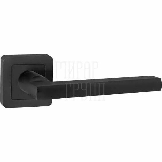 Дверная ручка Punto (Пунто) на квадратной розетке "PLUTON" QR черный графит