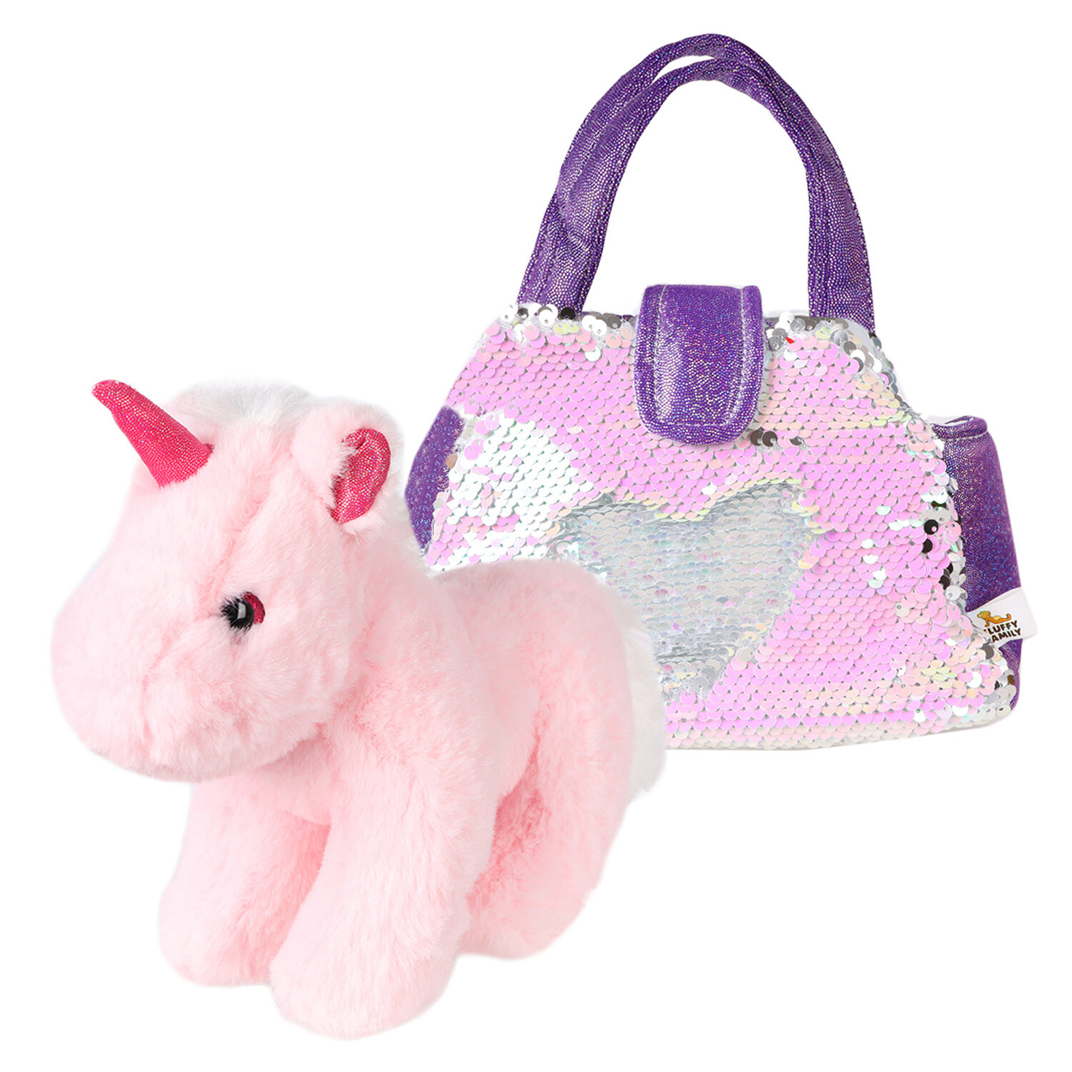 Fluffy Family Мягкая игрушка Единорог 18 см в сумочке с пайетками 681687 с 3 лет