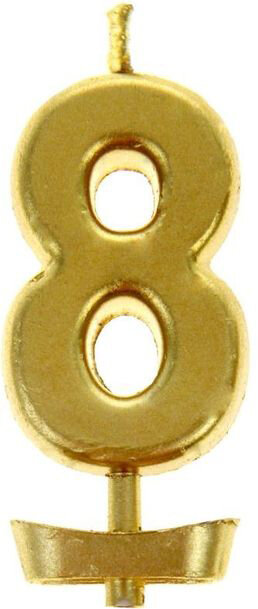 Свеча для торта Цифра 8 Золотая (Набор из 6 шт.)