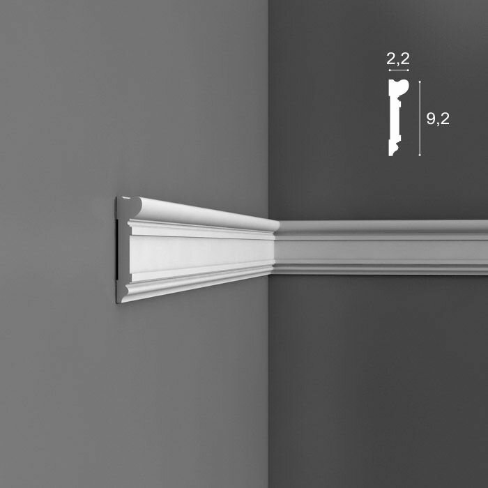 Молдинг Гладкий Orac Decor DX119 Д230xШ2.2xВ9.2 см Лепнина из Дюрополимера / Орак Декор.