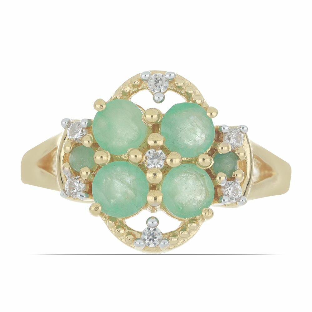 Кольцо, серебро, 925 проба, циркон, изумруд