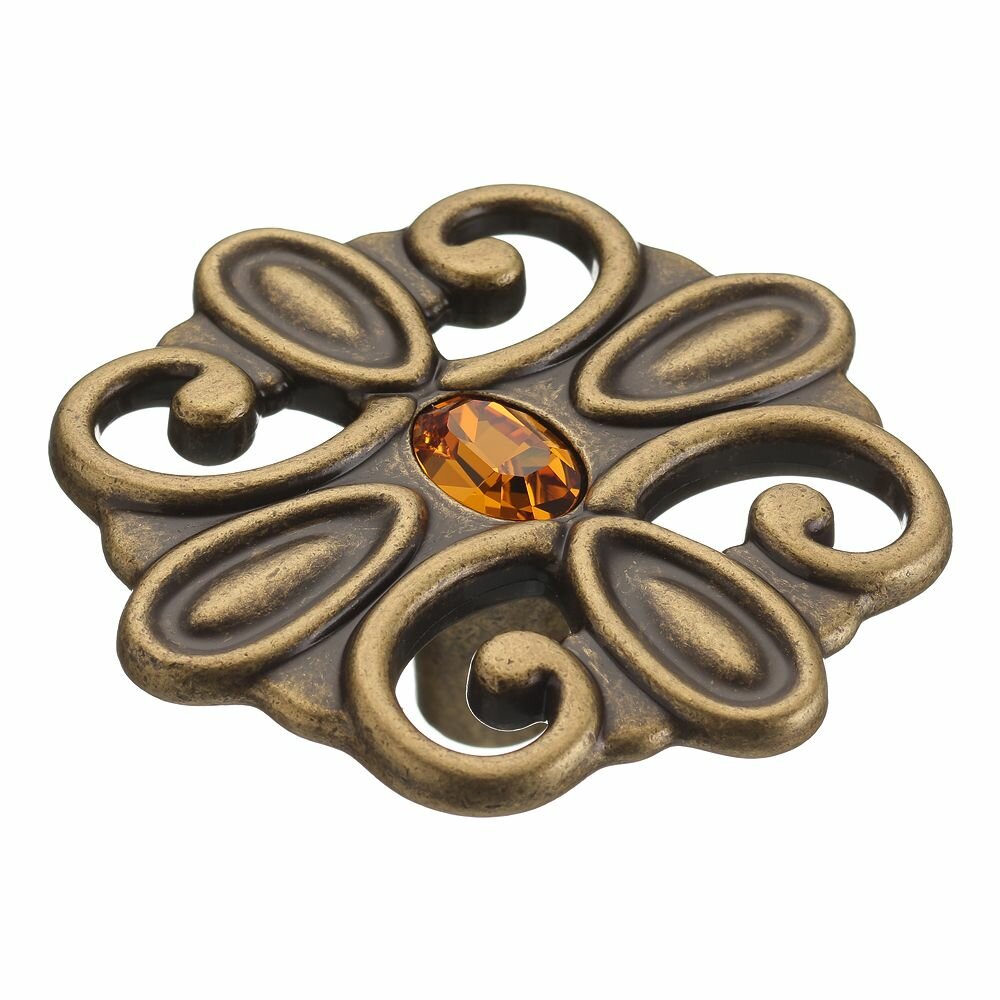 Ручка мебельная кнопка GIUSTI LINEA LUXURY WPO731.064. TZD1 кристалл топаз+античная латунь