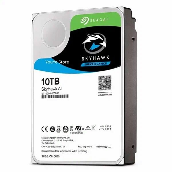 3.5" жесткий диск Seagate SkyHawk AI (ST10000VE0008) 10ТБ, 7200Об/мин, 256МБ