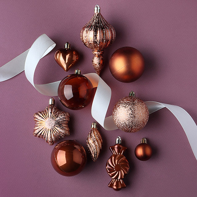 Набор елочных игрушек Tesoro Natale: Янтарный 3-12 см, 32 шт, пластик, Winter Deco, 2000074