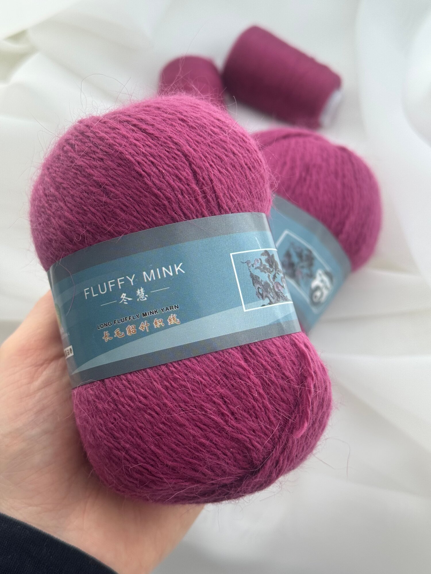 Пряжа "Пух норки" 2шт + 2шт дополнительный нити, 872# 350 м 50гр