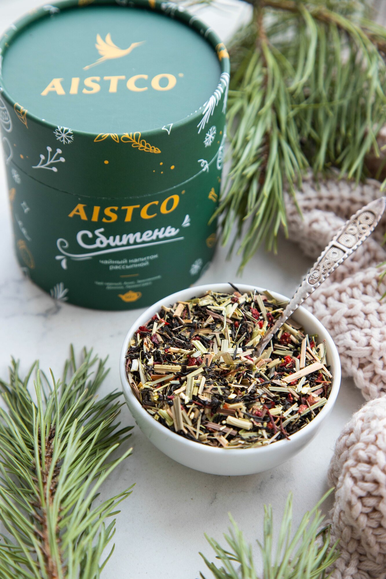 Черный чай листовой "Сбитень", чайный напиток: анис земляника донник лемонграсс сбитень, чай листовой рассыпной, набор чая подарочный в подарочной упаковке, AISTCO (аистко), 60 г.