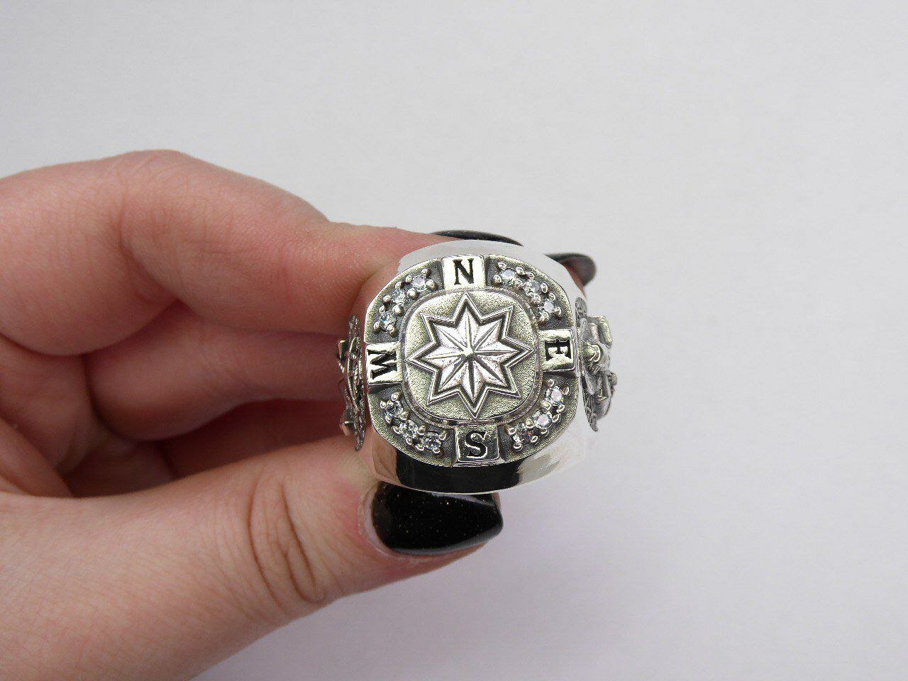 Печатка, серебро, 925 проба, фианит