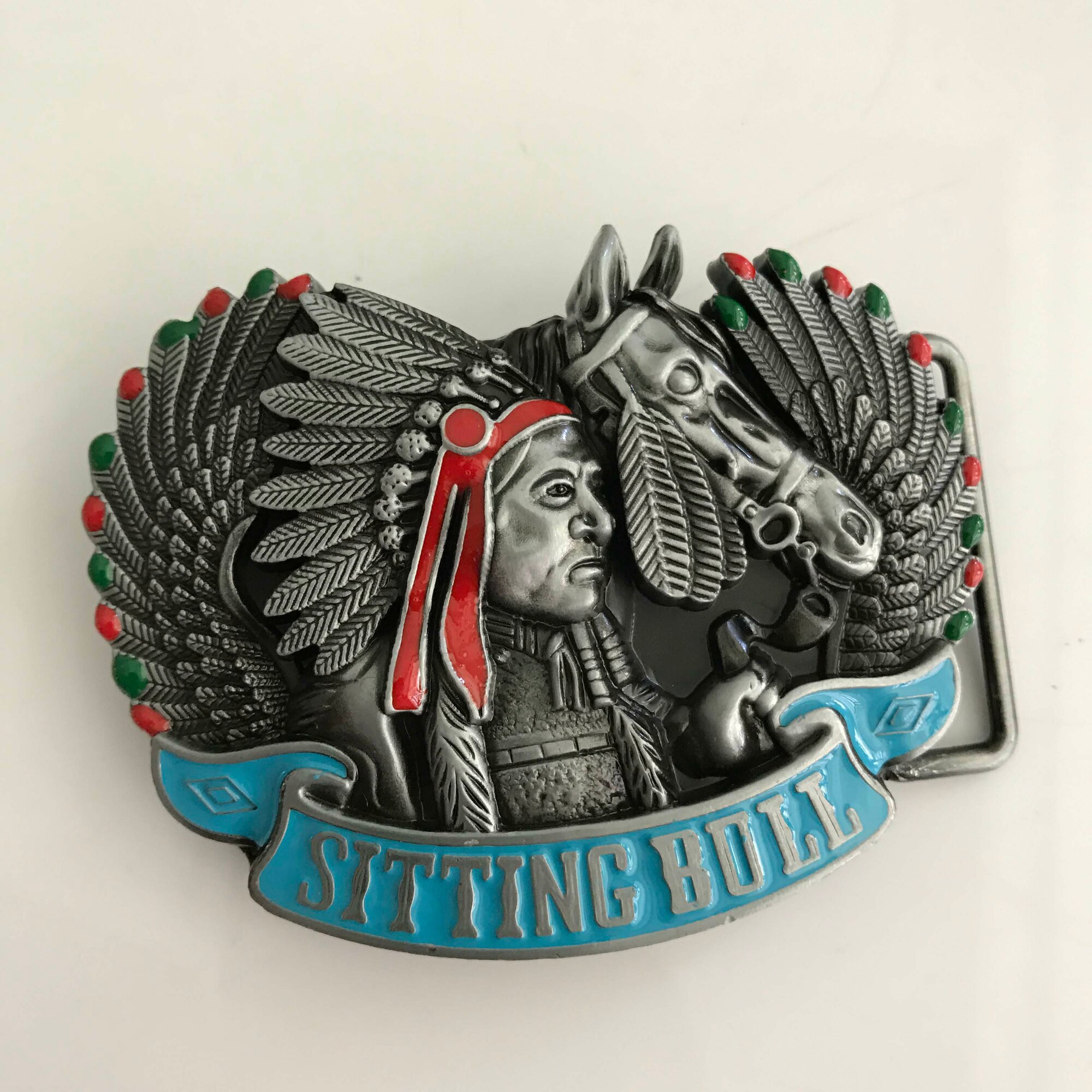 Пряжка декоративная для ремня "вождь индейцев сидящий бык". Большая пряжка на мужской ремень 35-40 мм