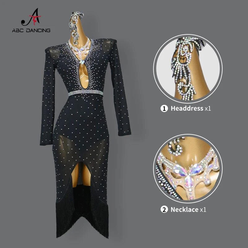 Женское платье для латиноамериканских танцев ABC DANCING, Size XS, Color Dress and Ornaments