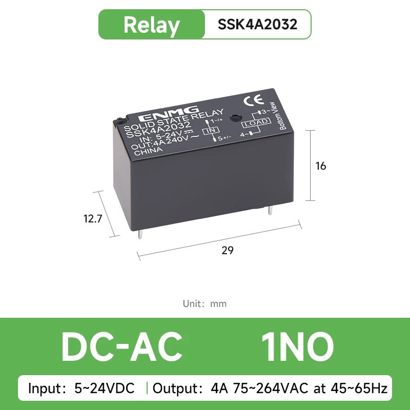 Реле твердотельное ENMG SSK 5В 12В 24В DC-AC 4A