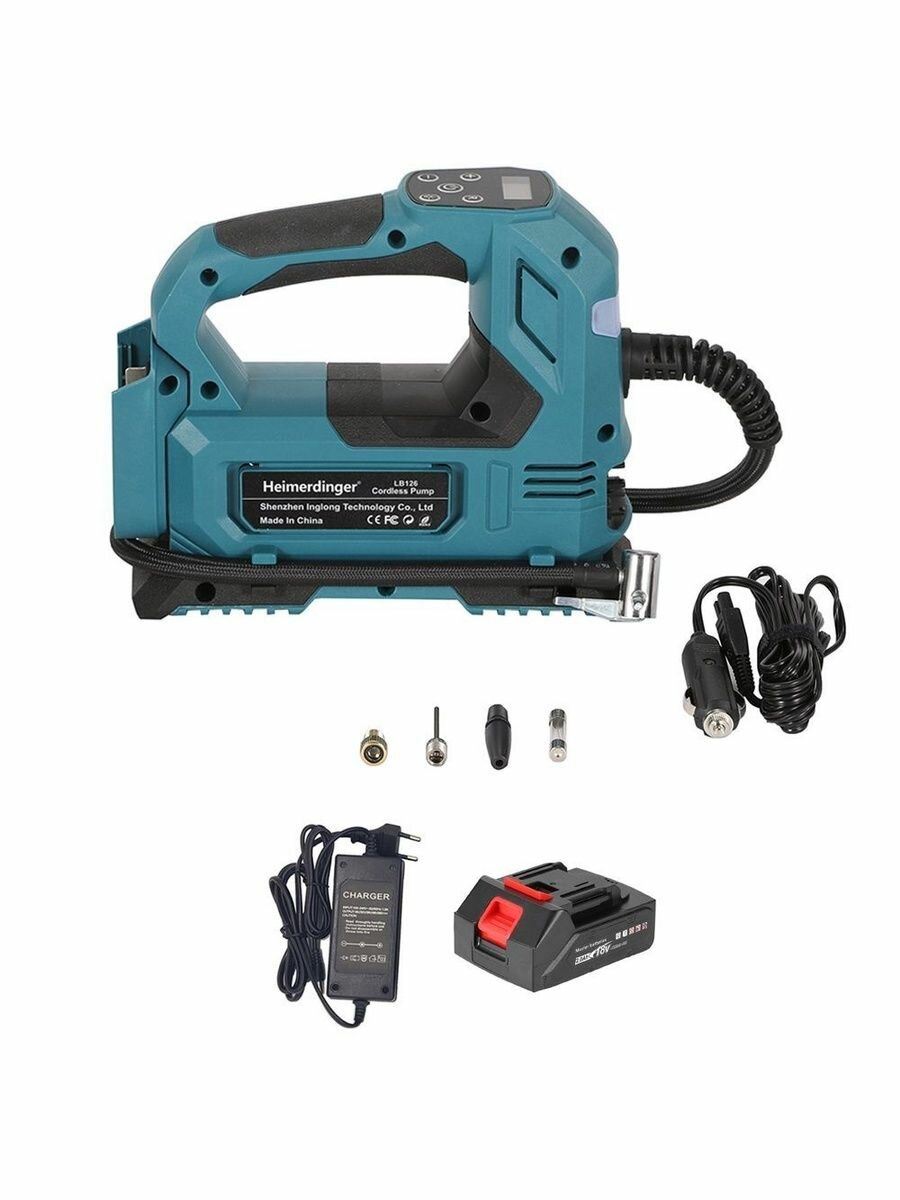 Компрессор автомобильный аккумуляторный Heimerdinger, LB126,1х2 Ач Li-Ion