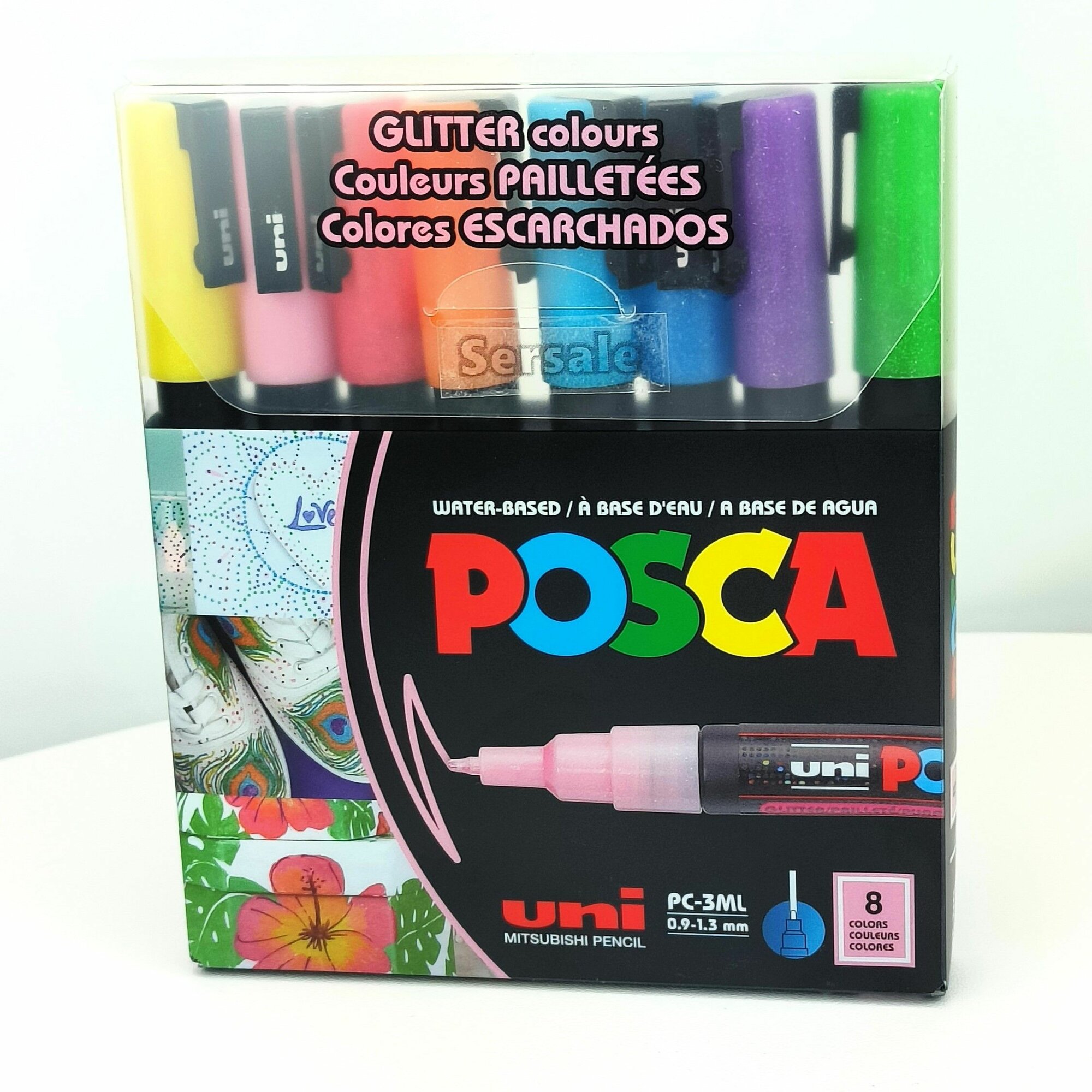 Набор маркеров POSCA PC-3ML 8 блестящих цветов, толщина 0.9-1.3 мм (PC3ML8C)