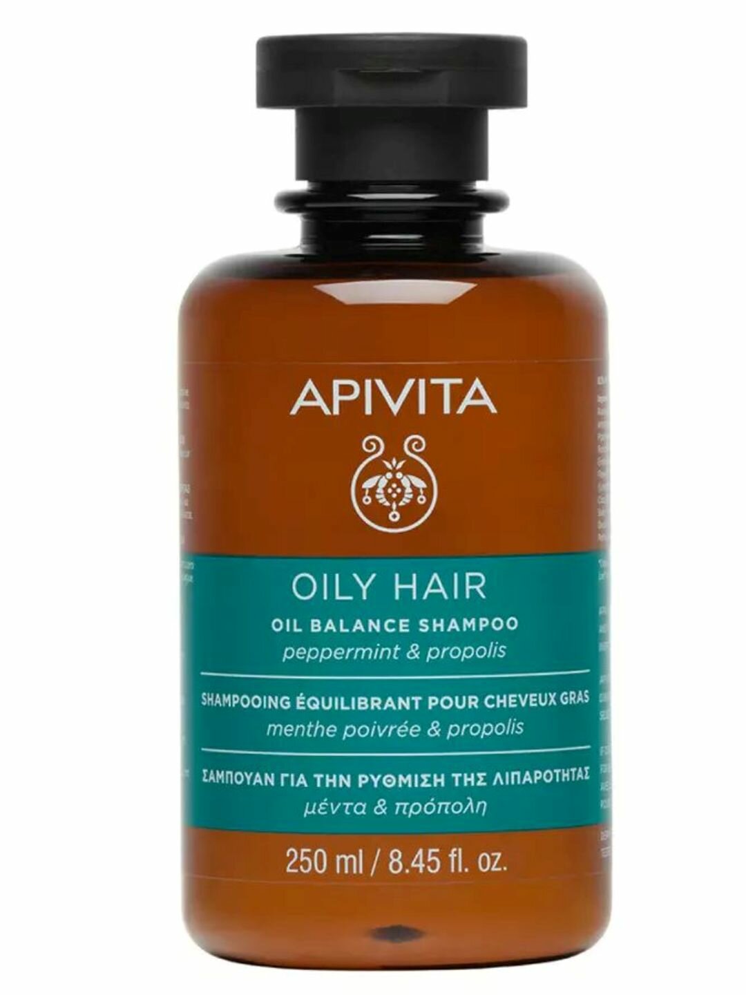 Апивита Балансирующий шампунь для жирных волос с Мятой Перечной и Прополисом, 250 мл | APIVITA Shampoo