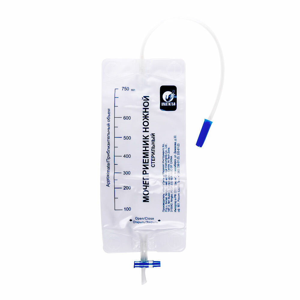 Мочеприемник Inekta / Инекта, ножной, одноразовый, стерилизованный, 0.75л