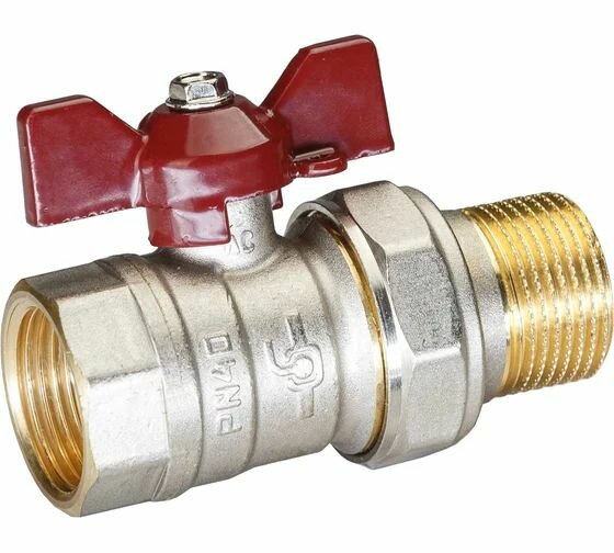 Кран шаровой с американкой полнопроходной (бабочка) Temper 1"
