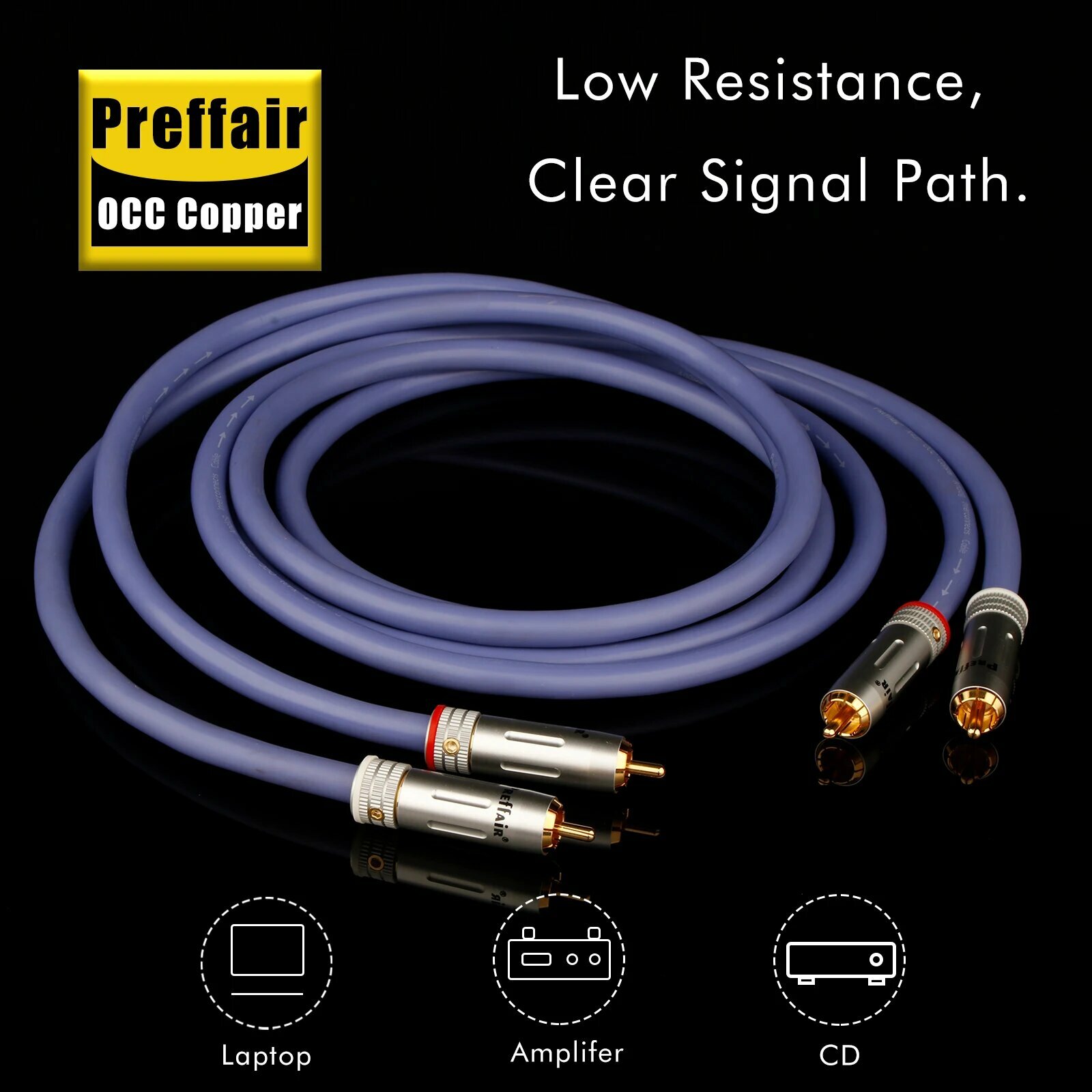RCA-кабель Preffair X431 6N OCC серебристый 3 м