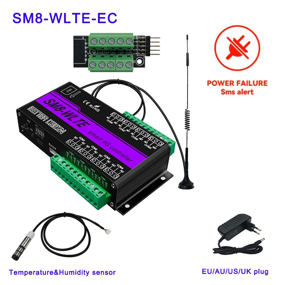 BADODOSECURITY GSM SMS 4G Устройство дистанционного управления SM8-WLTE EC with TH sensor