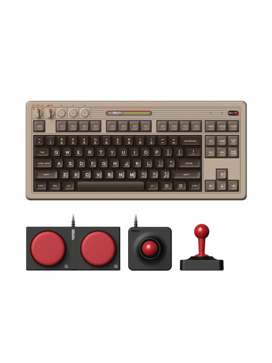 8BitDo Retro87 c64 Механическая клавиатура, BT/2.4G/USB-C с возможностью горячей замены, 87 клавиш, две суперпрограммируемые кнопки