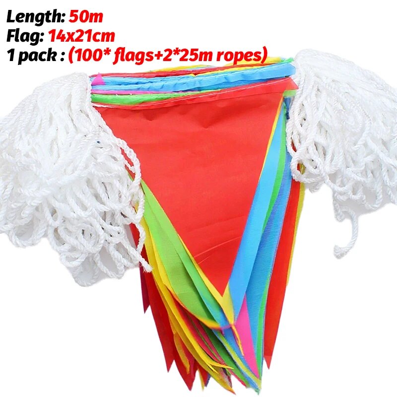 Красочные треугольные флаги с веревкой, разноцветные баннеры «сделай сам», растяжки для 200M(4packs)