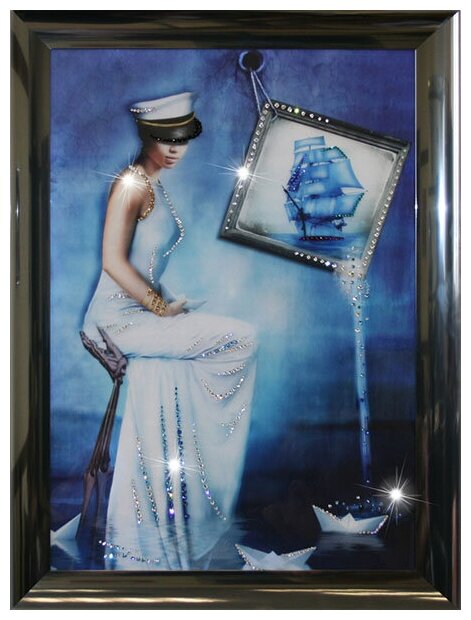 Картина «Морская Дама» с кристаллами Swarovski, 47х67 см