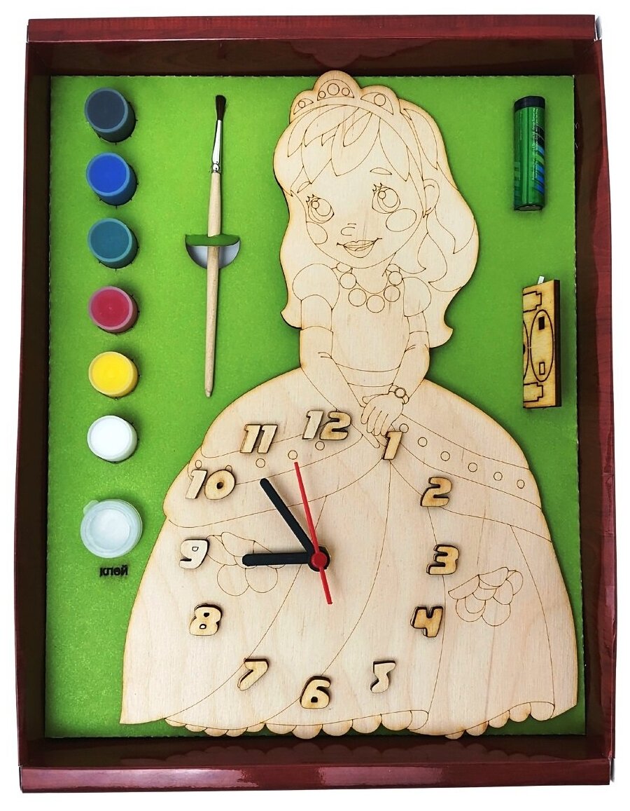 Часы с циферблатом под роспись "Принцесса" с красками