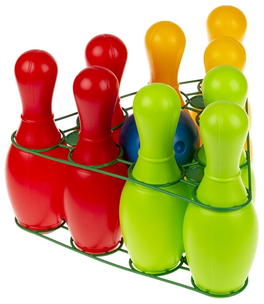 Набор для боулинга "Радуга" 9 кеглей + шар в сетке, Colorplast