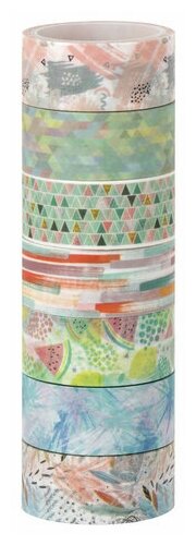 Клейкие WASHI-ленты для декора "Микс №1", 15 мм х 3 м, 7 цветов, рисовая бумага, остров сокровищ, 661709
