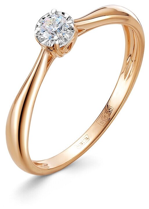 Кольцо помолвочное, комбинированное золото, 585 проба, родирование, бриллиант