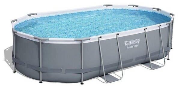 Бассейн каркасный (BESTWAY, фильтр + насос, лест, тент, попл. дозатор, 3028 л/с, 488 х 305 х 107 см, 10949 л, 56448 BW)