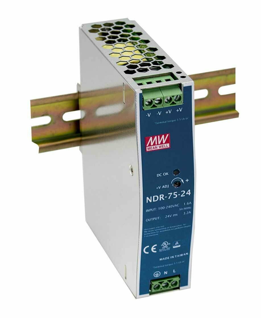 Блок питания MEAN WELL импульсный, мощность 77 Вт, выход 24 В, 3,2 А, на DIN-рейку