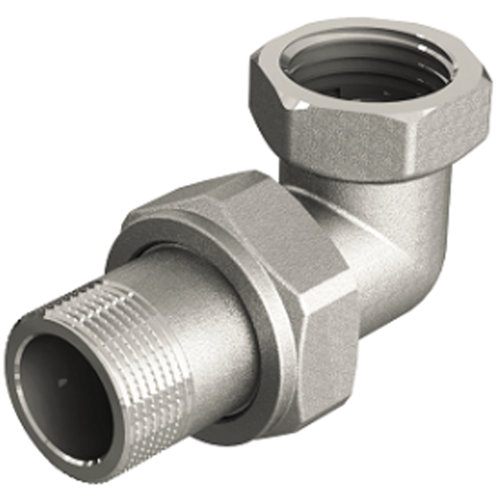 Сгон (американка) Elsen угловой, НВ, 1 1/2", 1 1/2", TIN латунь, конусное уплотнение с O-ring