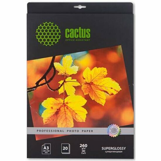 Фотобумага Cactus CS-HGA326020 Professional суперглянцевая А3 260 г/м2 20 листов