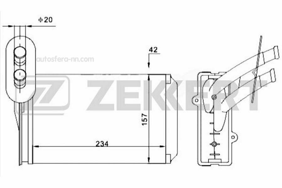 ZEKKERT MK5013 Радиатор отопителя Audi A3 96- Seat Arosa 97- Skoda Octavia (1U2) 96- VW Golf II-IV 83- Passat I
