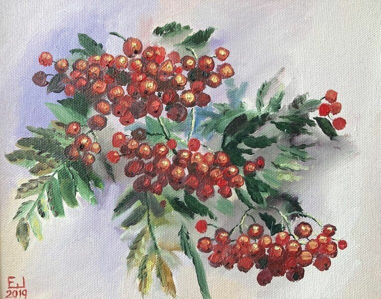ART-Salon at Oktyabrskaya картина "Рябина", 20х25 см, холст/масло