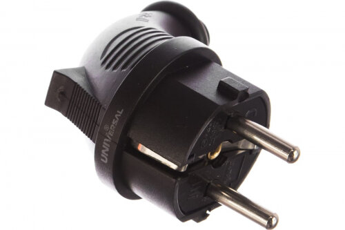 Вилка электрическая угловая однофазная каучук Universal 1241
