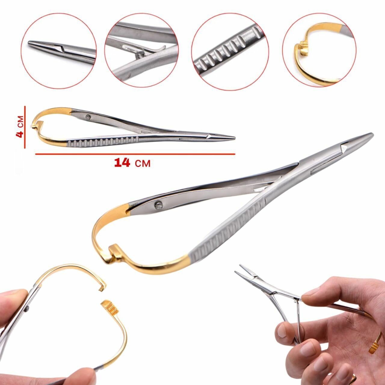 Многофункциональный Иглодержатель-зажим Матье (Matheu)-NeoHealth для эластичной лигатуры . (зажим стоматологический, зажим ортодонтический, иглодержатель стоматологический)